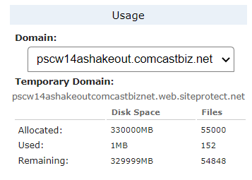 Website Usage – Comcast Web Hosting