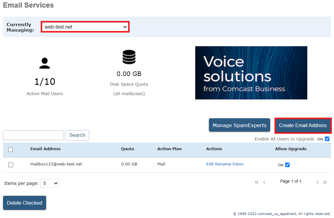 Creating a new Business Email POP/IMAP mailbox – Comcast Web Hosting