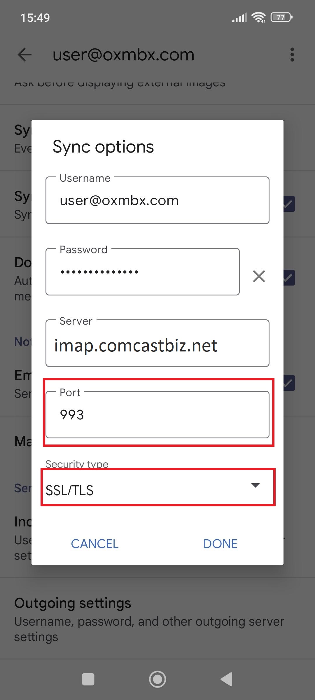 Configure Gmail app on Android Mobile Device (Phones, Tablets) – Comcast Web Hosting