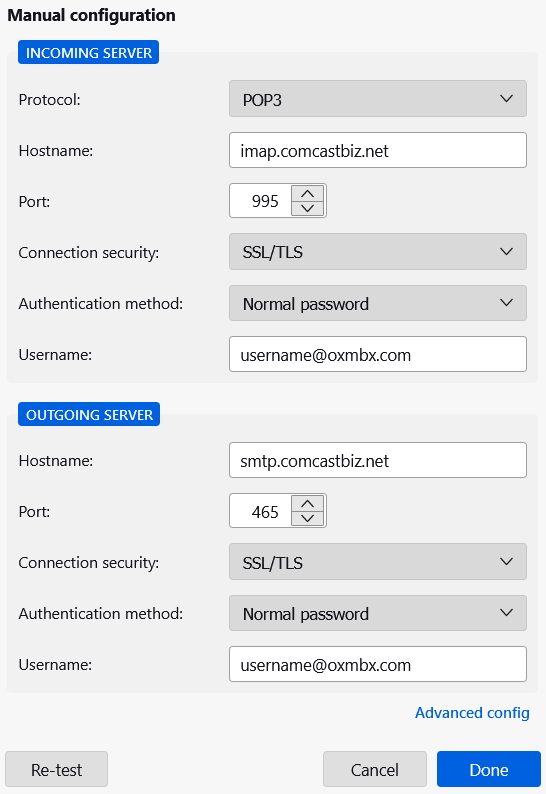 Configure Thunderbird for Windows – Comcast Web Hosting